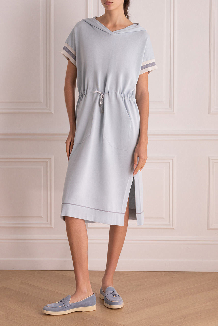 Panicale blue dress for women 169075 — Women knitted dress | Domino ...