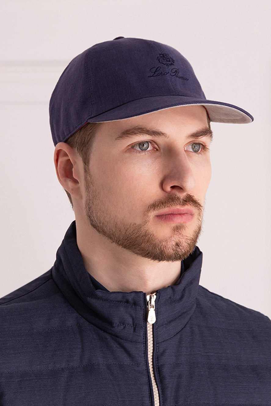 Loro Piana men's blue linen cap 169215 — Men cap | Domino Online Store ...