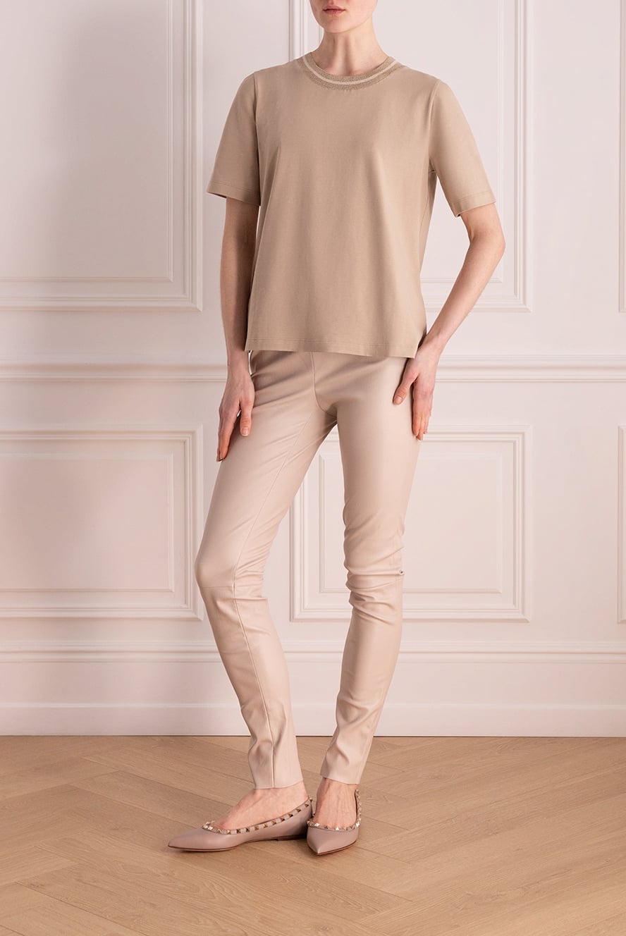 Panicale футболка з бавовни та еластану жіноча бежева 177349 — Жіночі ...