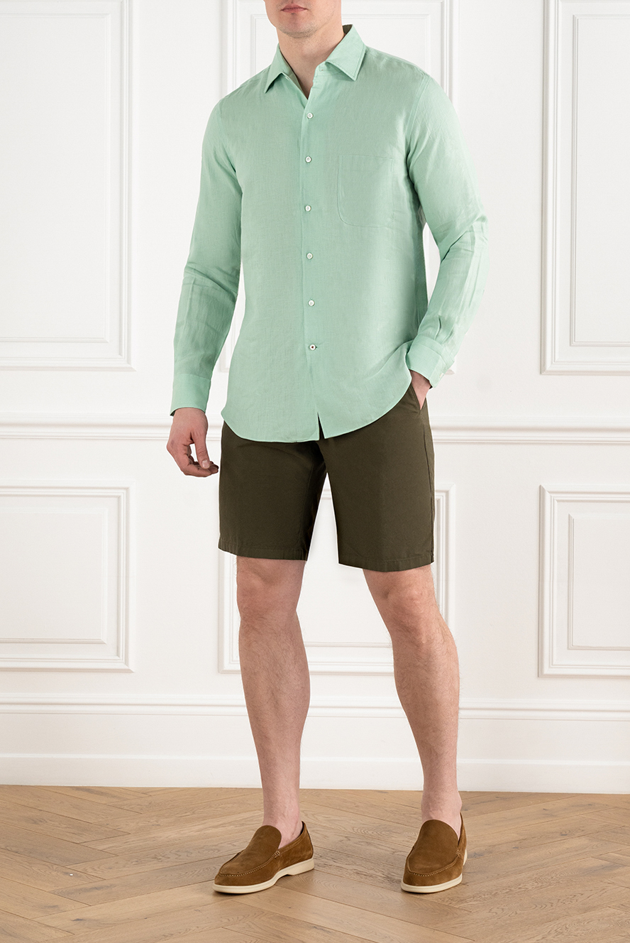 Loro Piana класична сорочка із льону зелена чоловіча 186340 — Чоловічі ...