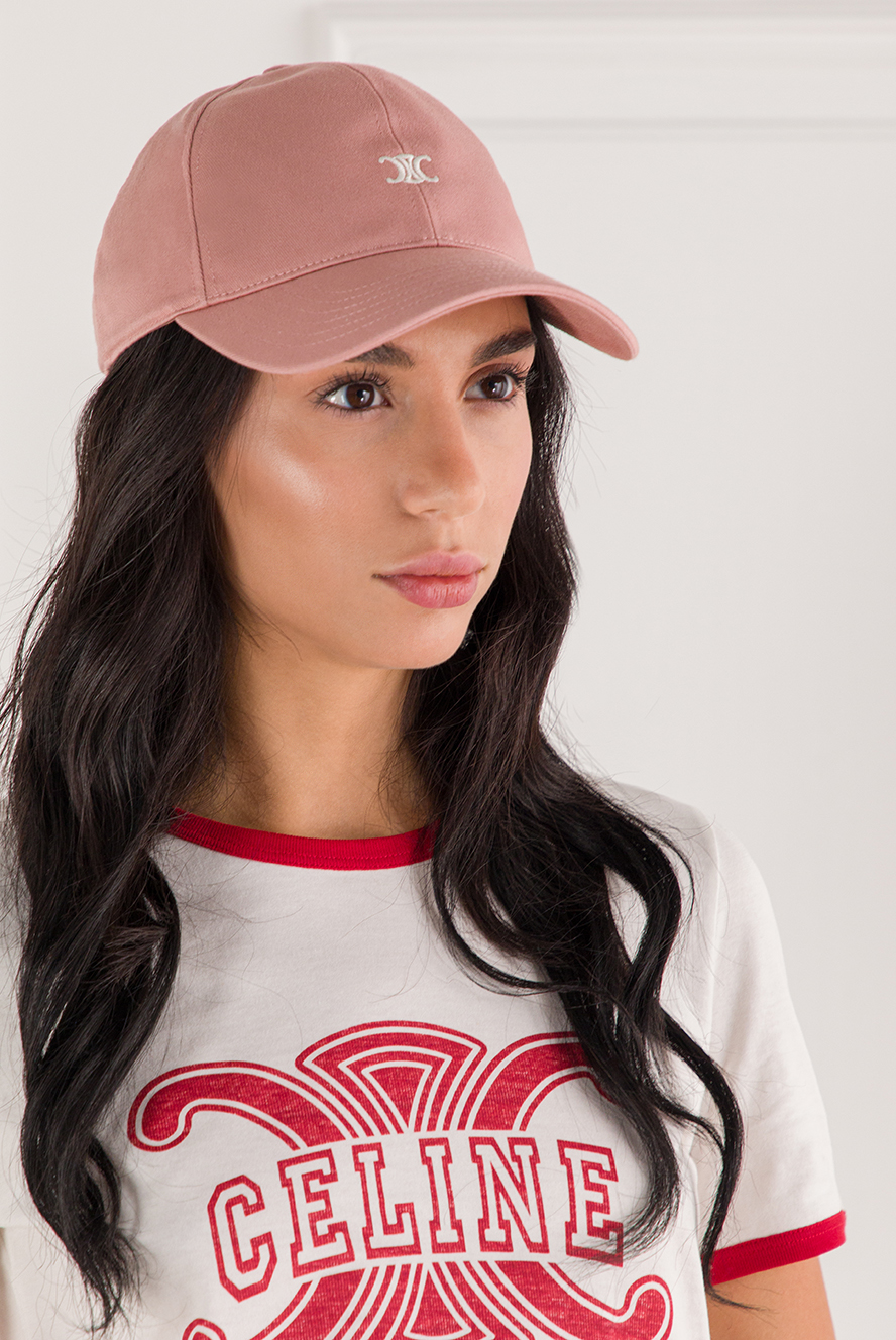 Celine triomphe pink cotton baseball cap with logo 191958 — Women cap ...