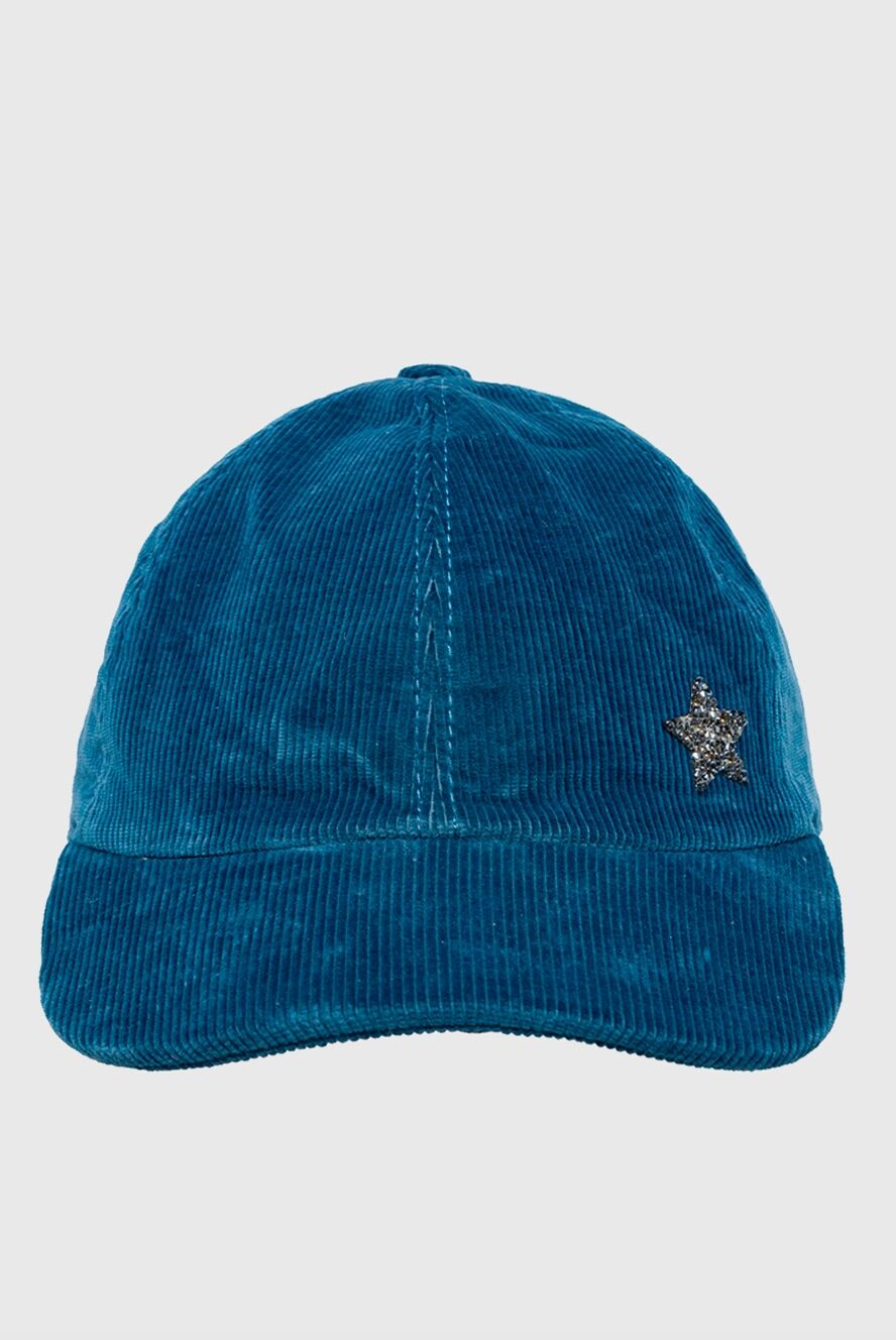 Lorena Antoniazzi blue corduroy cap for women with crystals in the ...