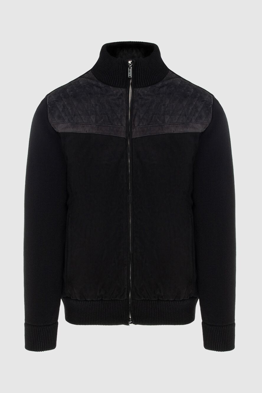 Zilli black men's fur jacket made of genuine leather and cashmere ...