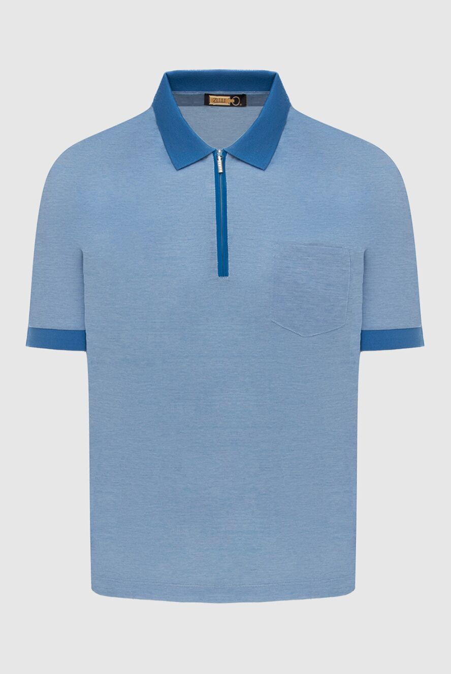 Zilli cotton blue polo shirt for men 172283 — Men polo long sleeve ...