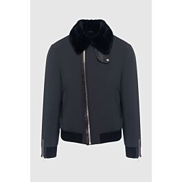 Seraphin jacket with polyester fur and crocodile skin blue for men ...